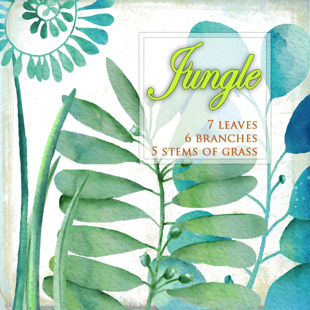 Digital Watercolors Clipart JUNGLE Clip Art Png Jpg Handpainted for ...