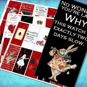 Digital Sheet ALICE Label Tags 30 Jewelry Holder Alice Wonderland Red ...
