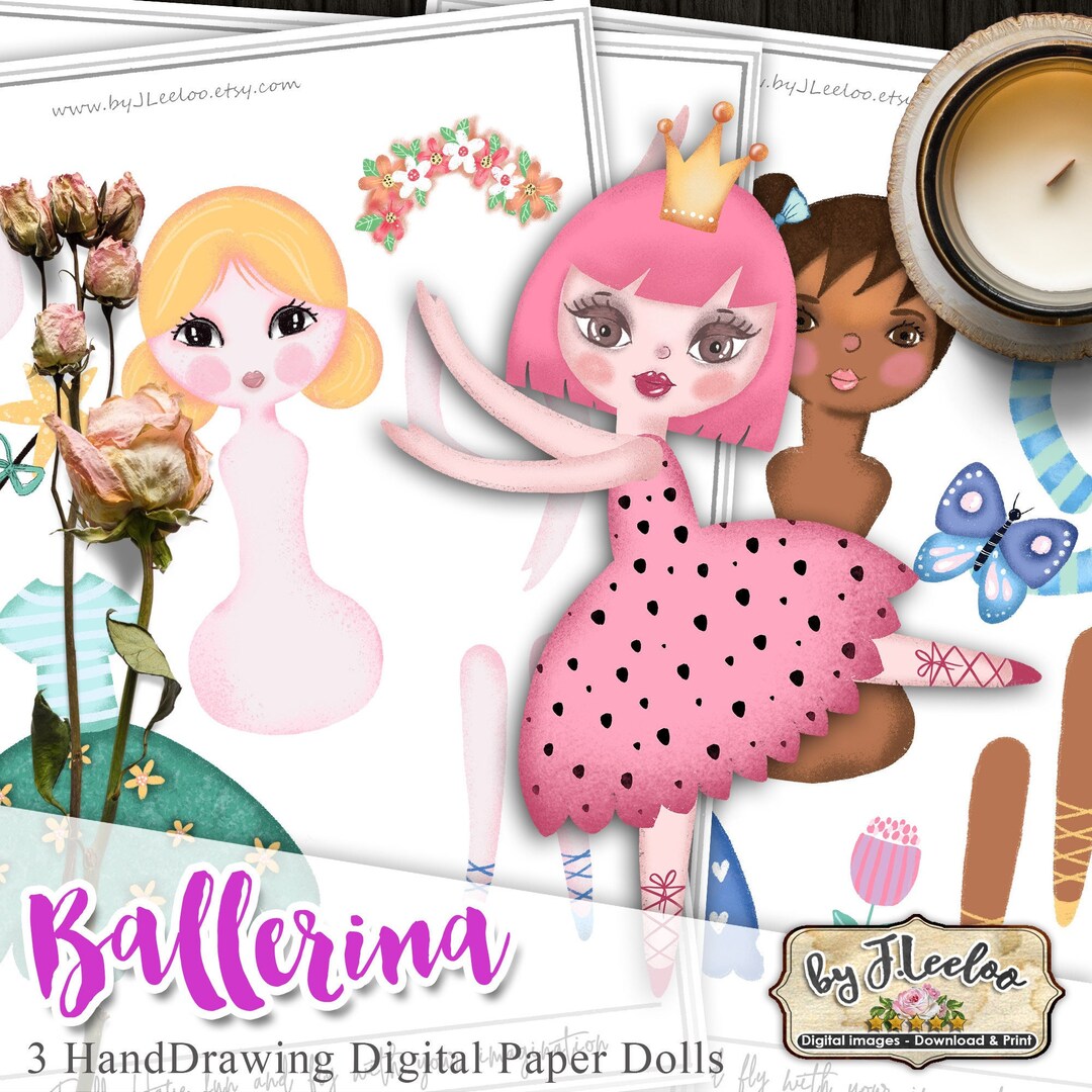 BALLERINA PAPER DOLL 3 Digital Papers Altered Art Journal Page Digital ...