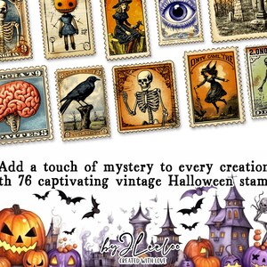 HALLOWEEN POSTAGE Fake Stamp Creepy Supplies Png Printable Vintage ...
