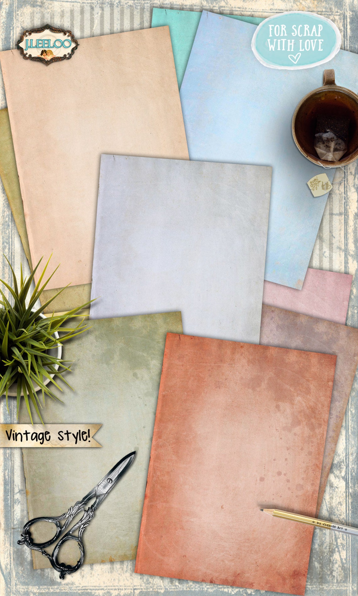 PASTEL BACKGROUNDS Large Digital Paper Texture Vintage for - Etsy