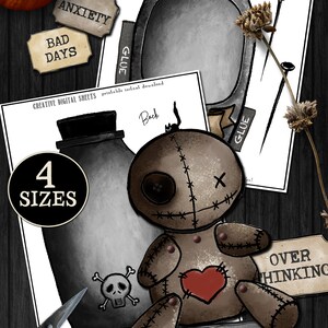 VOODOO PAPER DOLL Halloween Hand Drawn | Scary Digital Altered Art ...