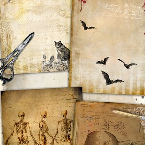 HALLOWEEN PAPERS Large 8.5x11 Inch Papers Gothic Distressed Scrapbook ...