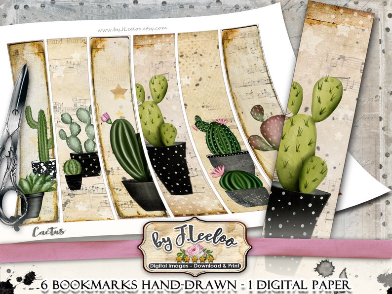 CACTUS Hand Drawn Cacti Illustration Printable Bookmarks - Etsy