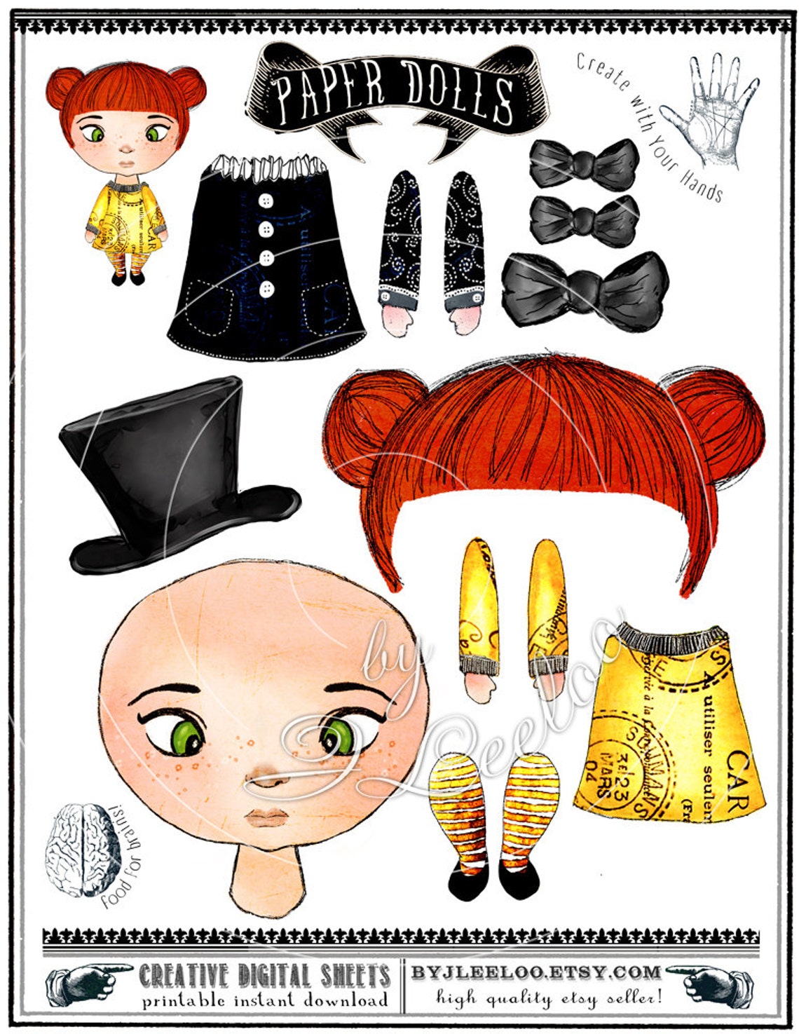 PAPER DOLLS Digital Altered Art Digital Collage Sheet for - Etsy