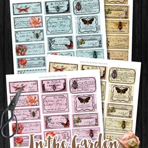 IN THE GARDEN Entomology Labels Kit | Vintage Ephemera Butterfly Insect ...