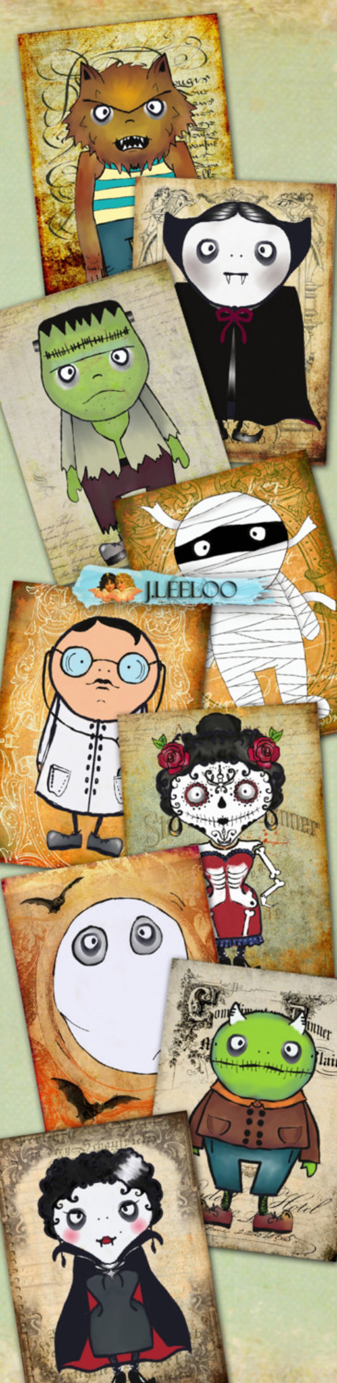 STRANGER FAMILY Printablepostcards Halloween Label Tags Card Party ...