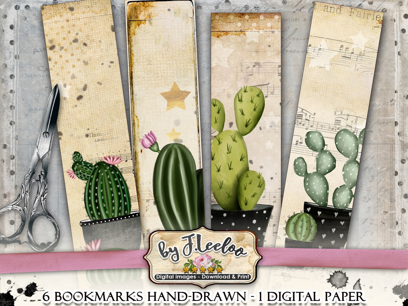 CACTUS Hand Drawn Cacti Illustration Printable Bookmarks - Etsy