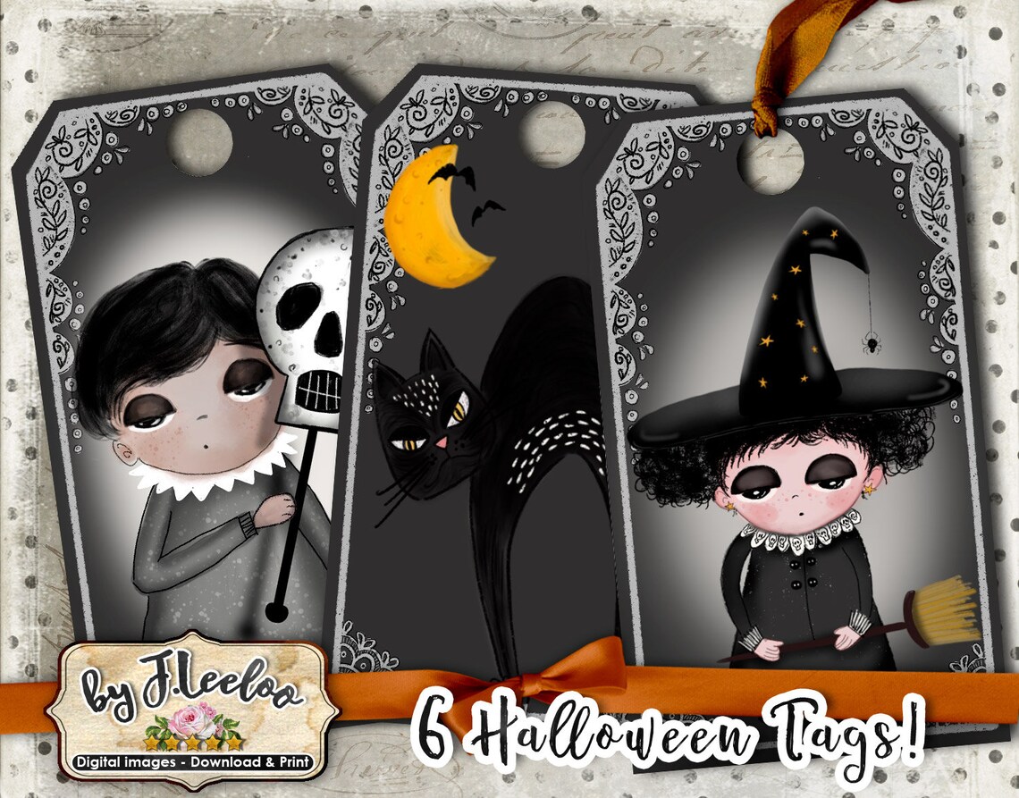 HALLOWEEN Hand Drawn Gothic Tag Clipart Crafting Paper Art | Etsy