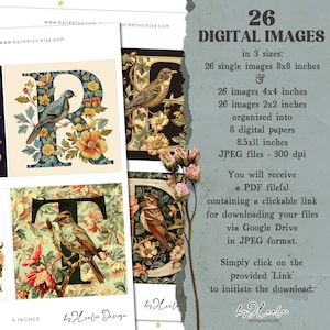 FLORAL ALPHABET Printable Letters | 3 Sizes for Poster Paper Craft Junk ...