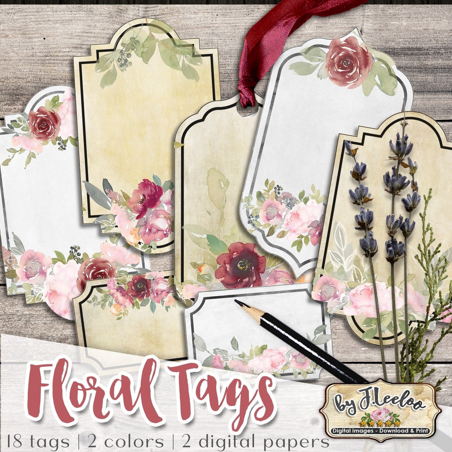 FLORAL TAGS Botanical Labels Blank Apothecary Editable - Etsy