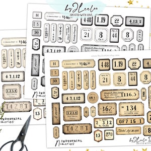 INDUSTRIAL NUMERICS Label Printable Steampunk Supplies | Tags Vintage ...