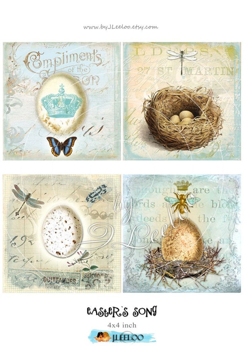 Digital Print EASTER S SONG 4x4 Inch Hang Tag Nest Royal Bee - Etsy