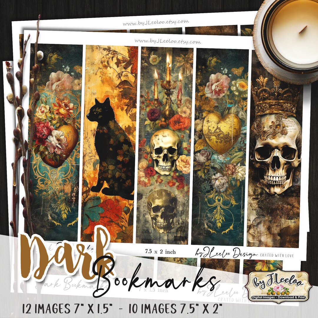 DARK BOOKMARKS Printable Scary Dirty Paper | Card Making Junk Journal ...