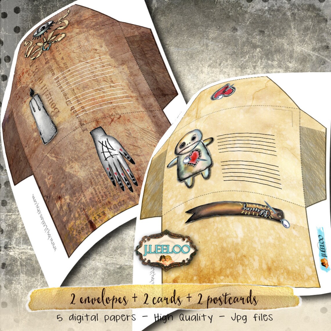 VOODOO PAPER DOLLS Altered Art Printable Hand-drawn Blessing | Etsy