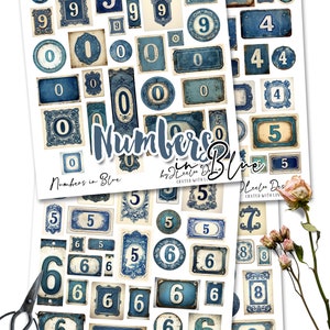 NUMBERS IN BLUE Labels Printable Mystic Fantasy Supplies | Tags Vintage ...