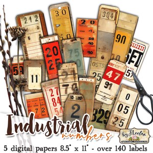 INDUSTRIAL NUMBERS Labels Printable Steampunk Supplies | Tags Vintage ...