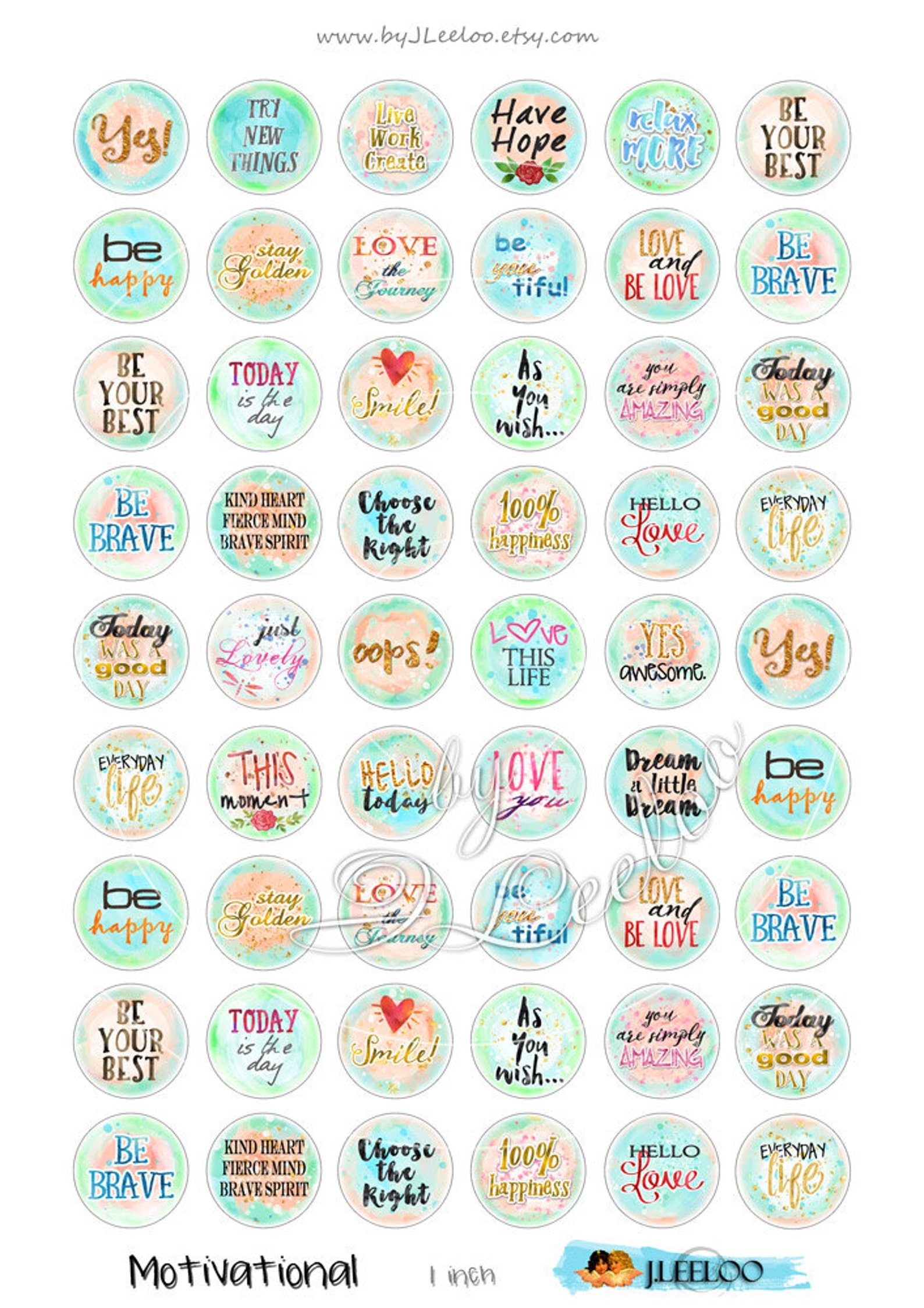 MOTIVATIONAL 1 Inch Circle Quote Digital Collage Resin Pendant | Etsy