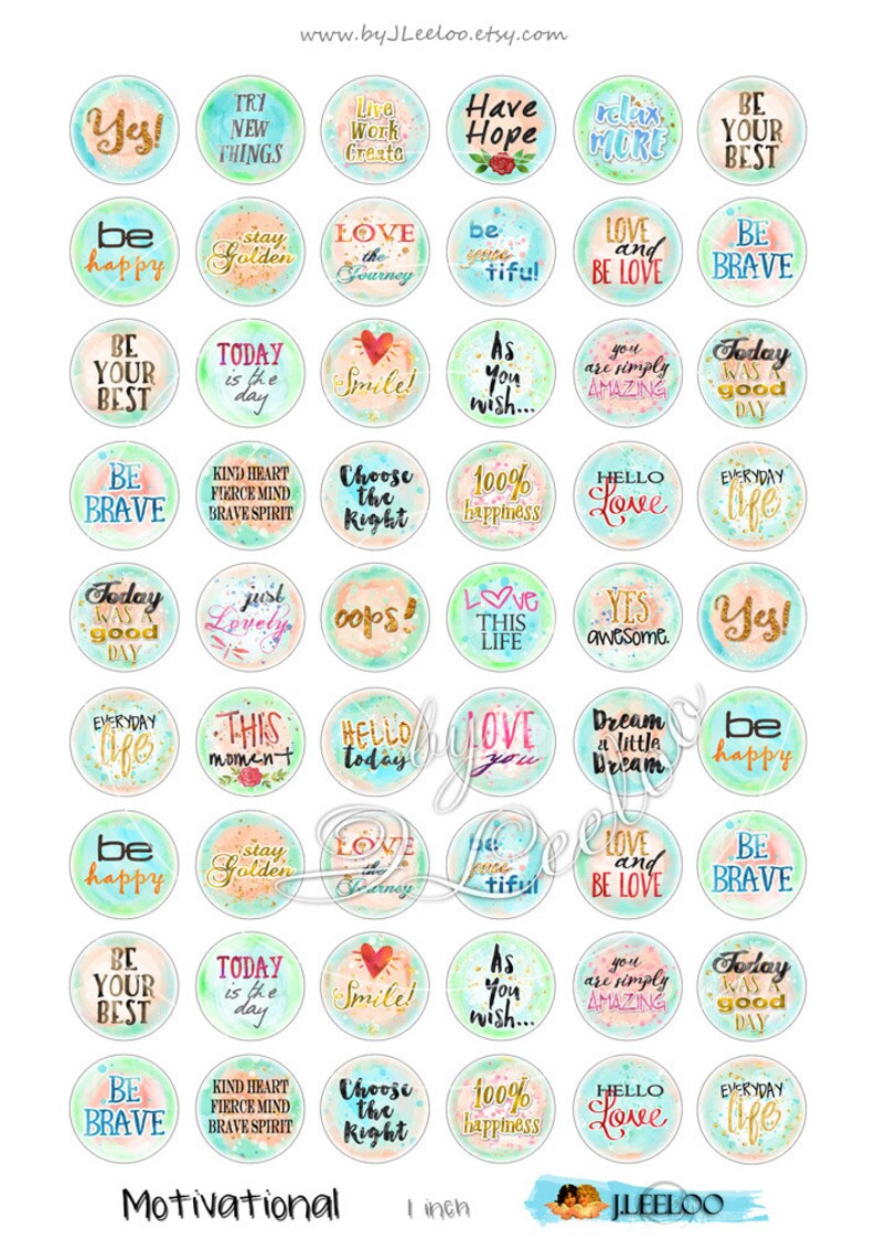 MOTIVATIONAL 1 Inch Circle Quote Digital Collage Resin Pendant Charm ...