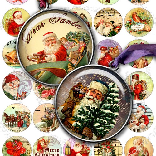 CIRCLE DEAR SANTA 1 Inch Printable Christmas Holidays for - Etsy