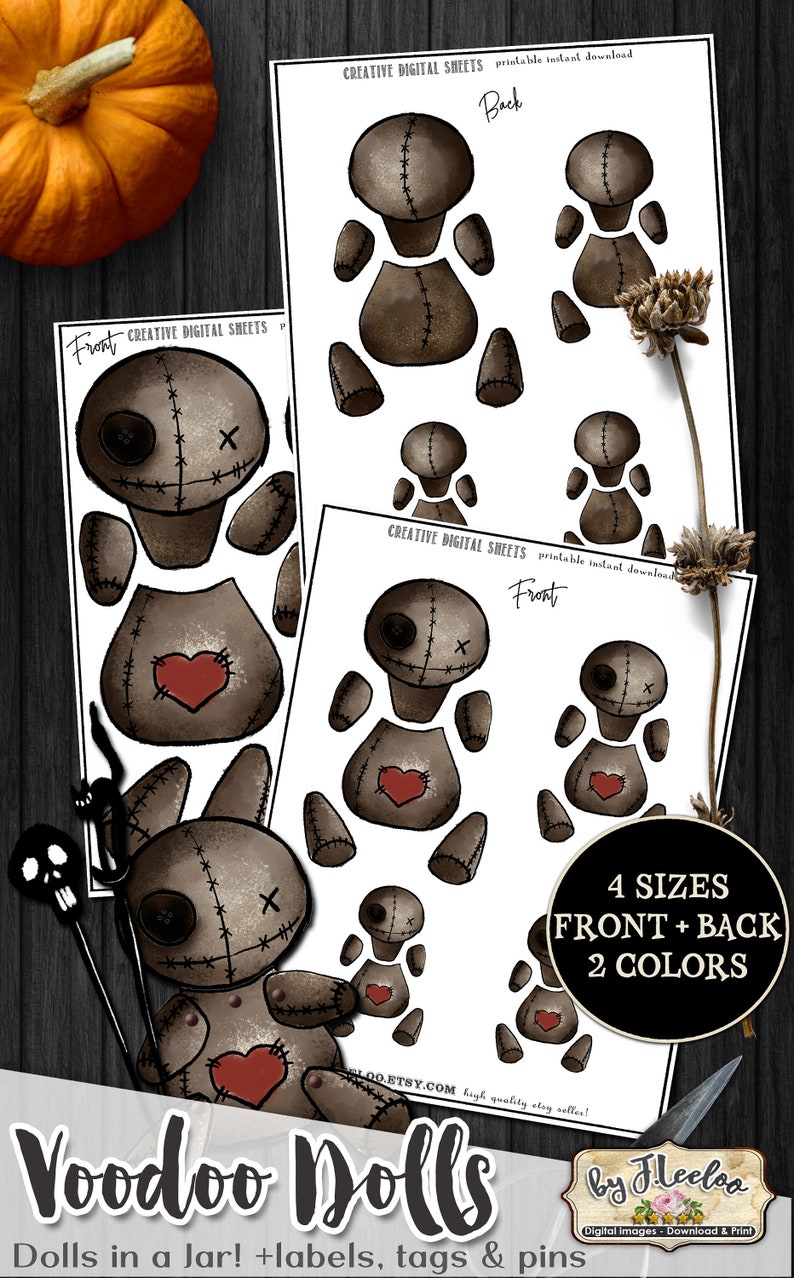 VOODOO PAPER DOLL Halloween Hand Drawn | Scary Digital Altered Art ...