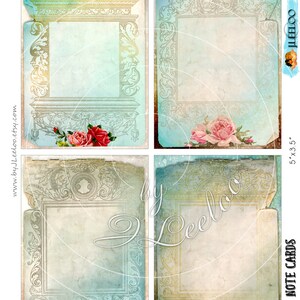 NOTE CARDS Shabby Chic Editable Digital Note Pad Ledger Journal Diary ...