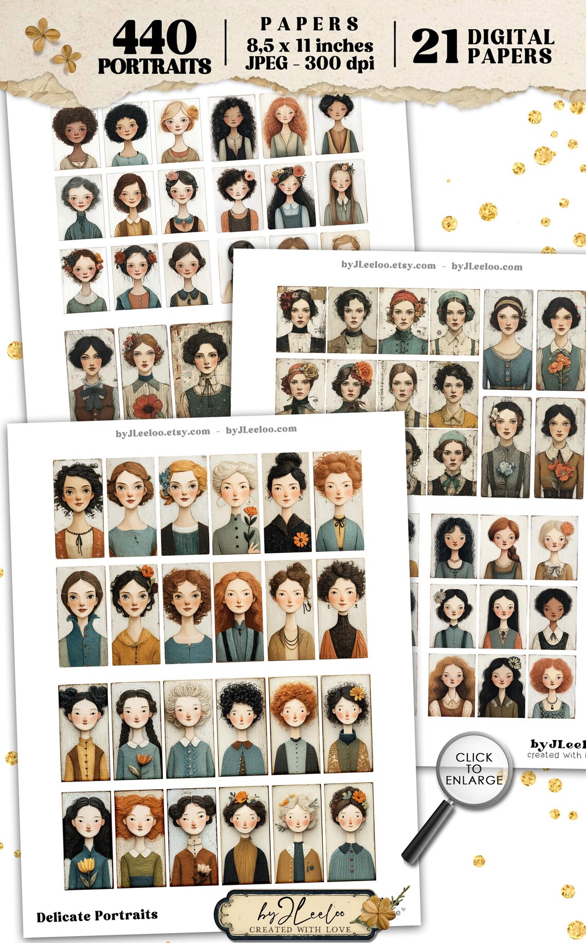 DELICATE PORTRAITS – Printable Vintage Illustration Sheets | Junk ...