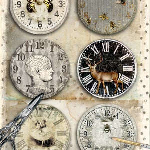 ECLECTIC CLOCK FACE 8 Inch Circle Vintage Dirty Printable Clipart ...