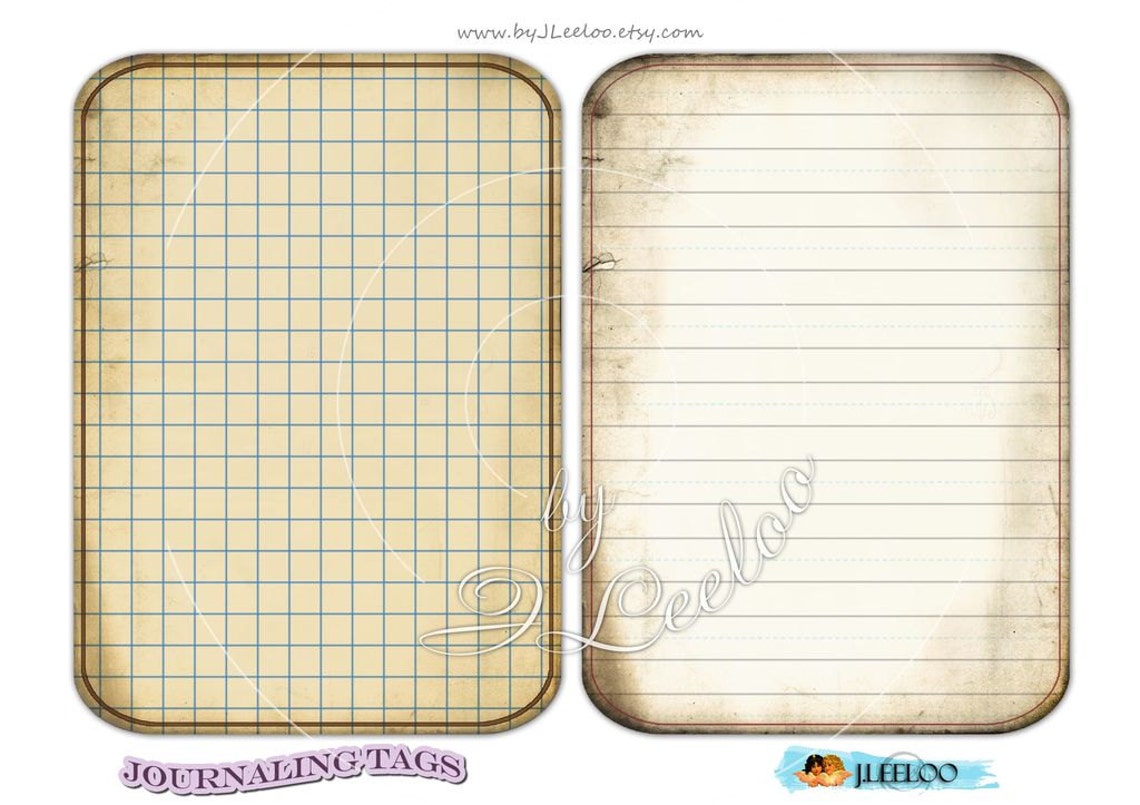 JOURNALING TAGS editable cards vintage for scrapbook journal | Etsy