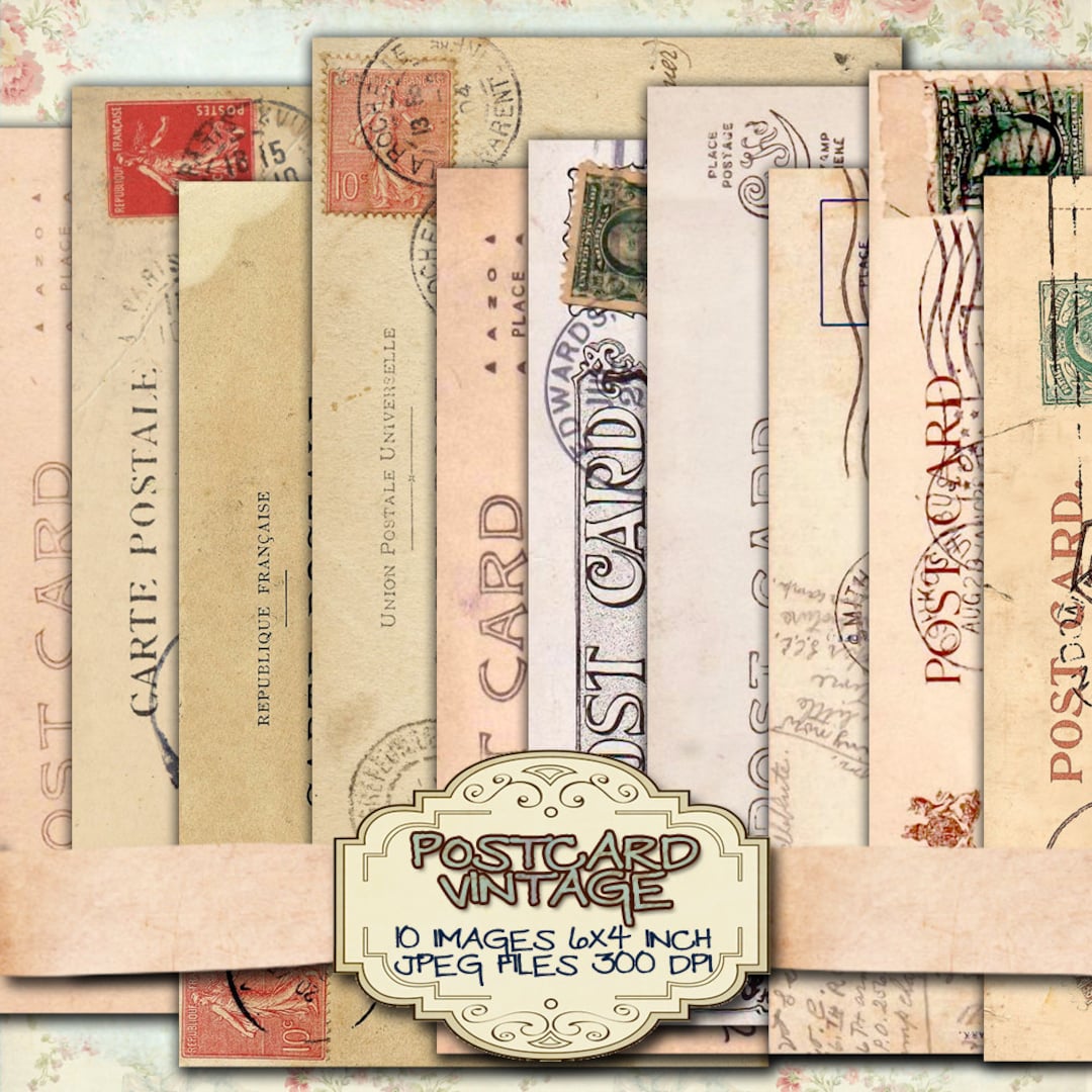 POSTCARD VINTAGE 10 Digital Images Digital Collage Sheet Old Background ...