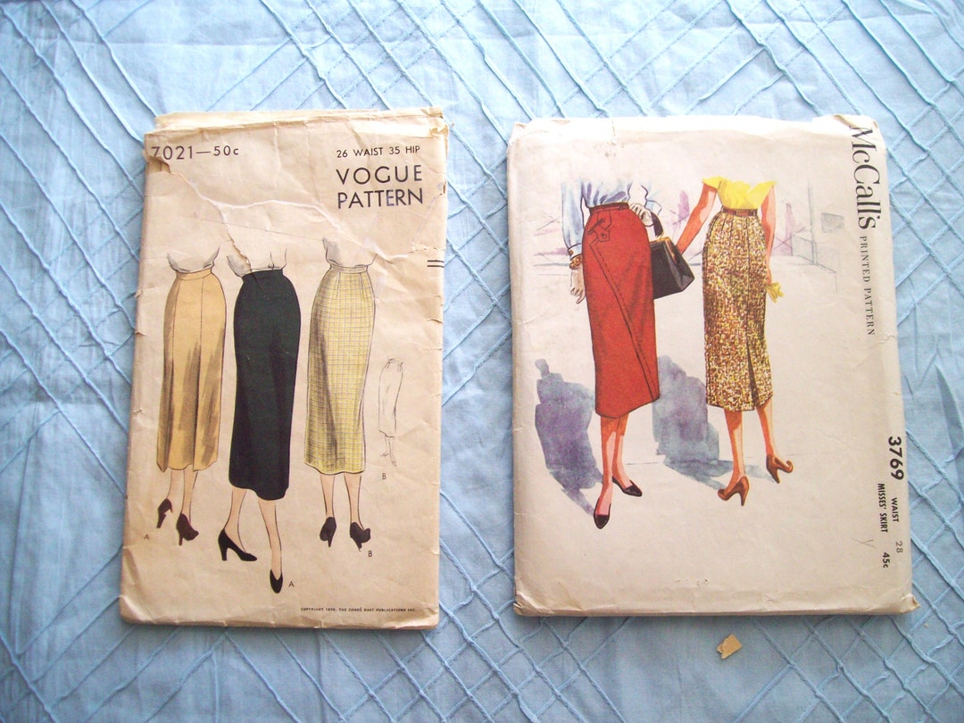 1950s Vogue 7021 & Mccall's 3769 Slim Skirts - Etsy