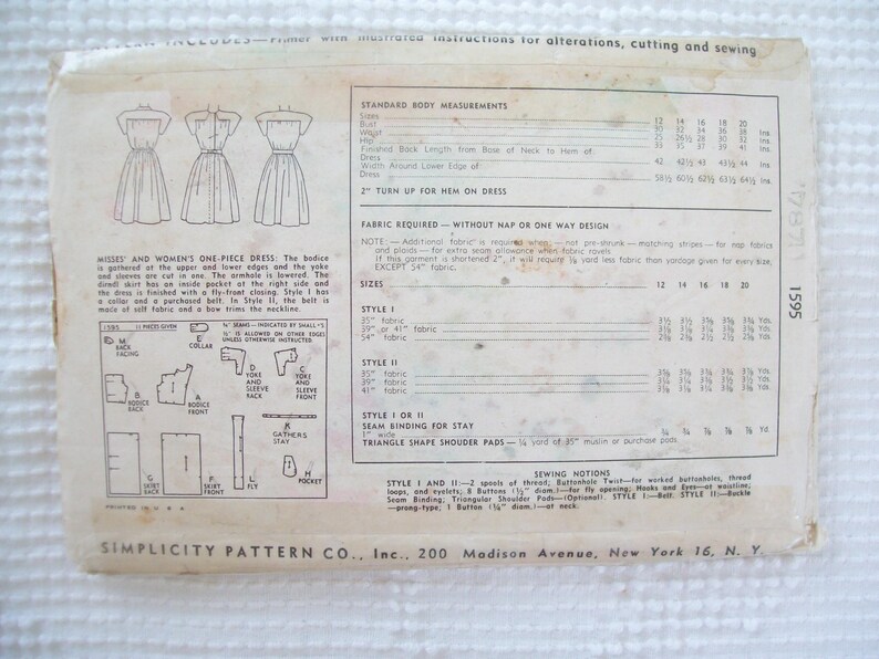 Vintage Original 1940s Afternoon Dresses Mccall 5993, Simplicity 1595 ...