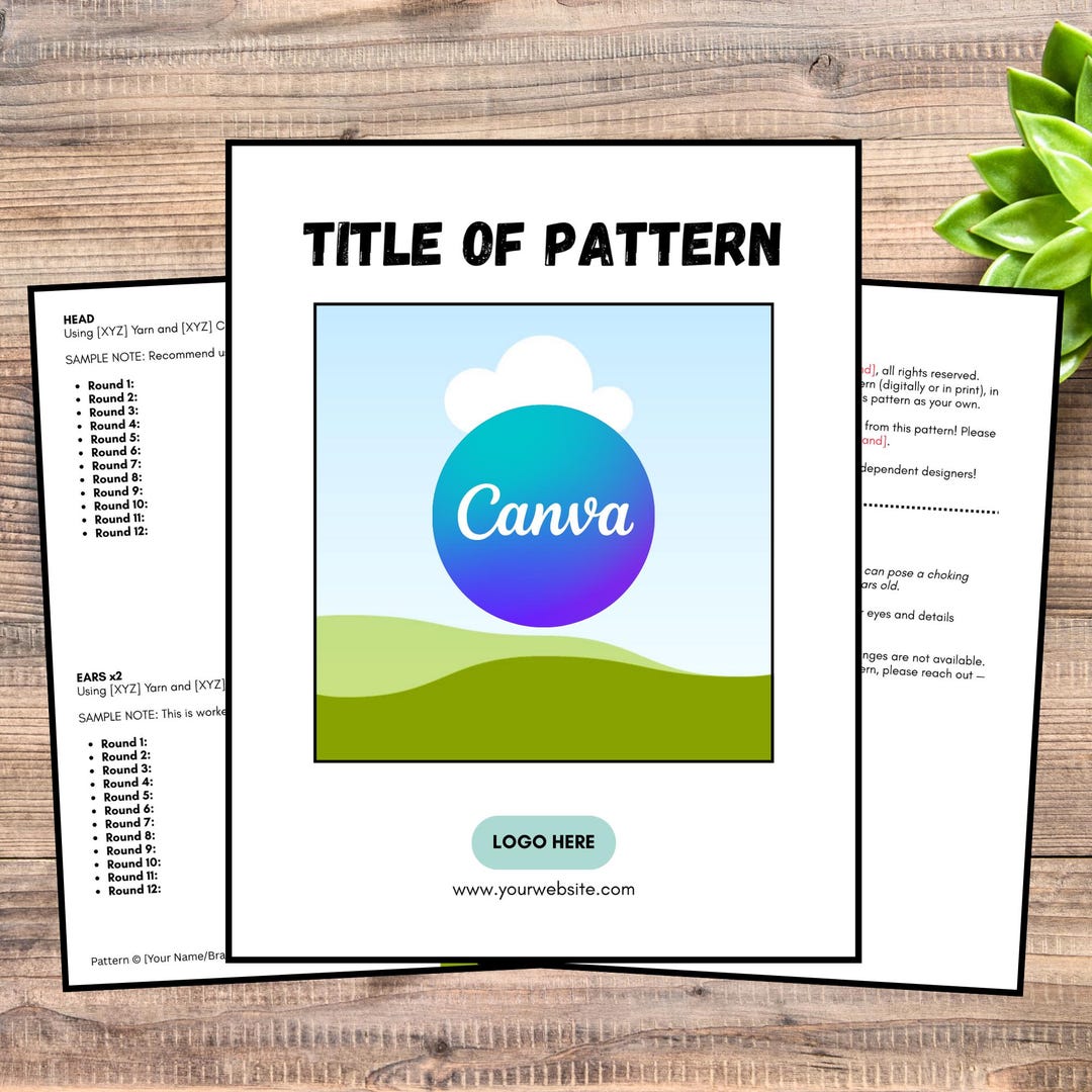 Editable Crochet Pattern Template Canva: PDF Digital Download for ...