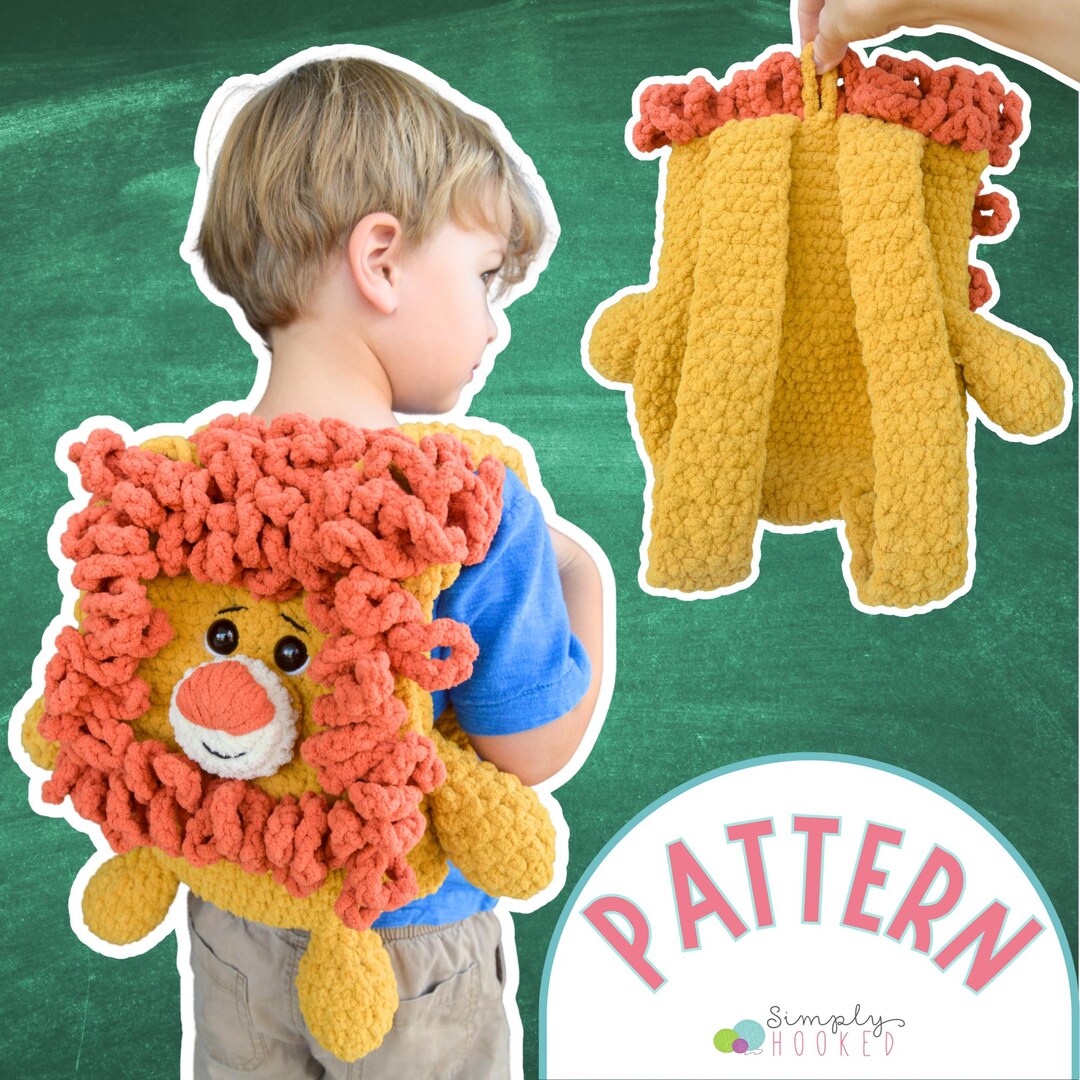 Lion Backpack Crochet Pattern PDF Download, Animal Backpack Tutorial ...