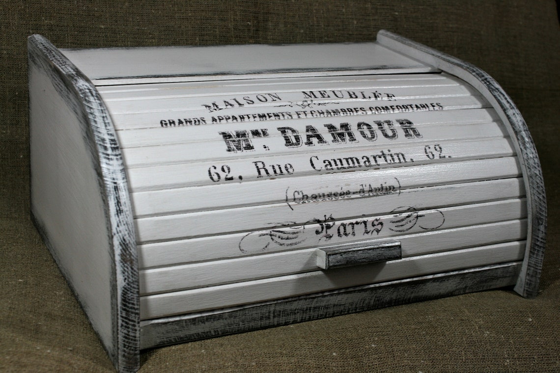 Wooden Distressed BREAD BOX in Retro Vintage Style. Look Old. | Etsy