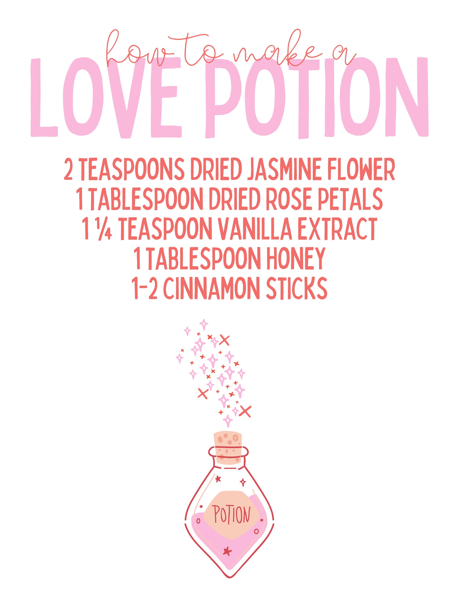 Valentine's Day Print Love Potion Print Girls Room | Etsy