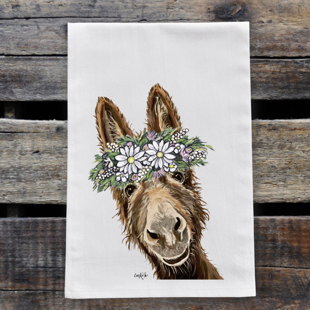 Farmhouse Tea Towel - Donkey Tea Towel - Option to Personalize Donkey ...