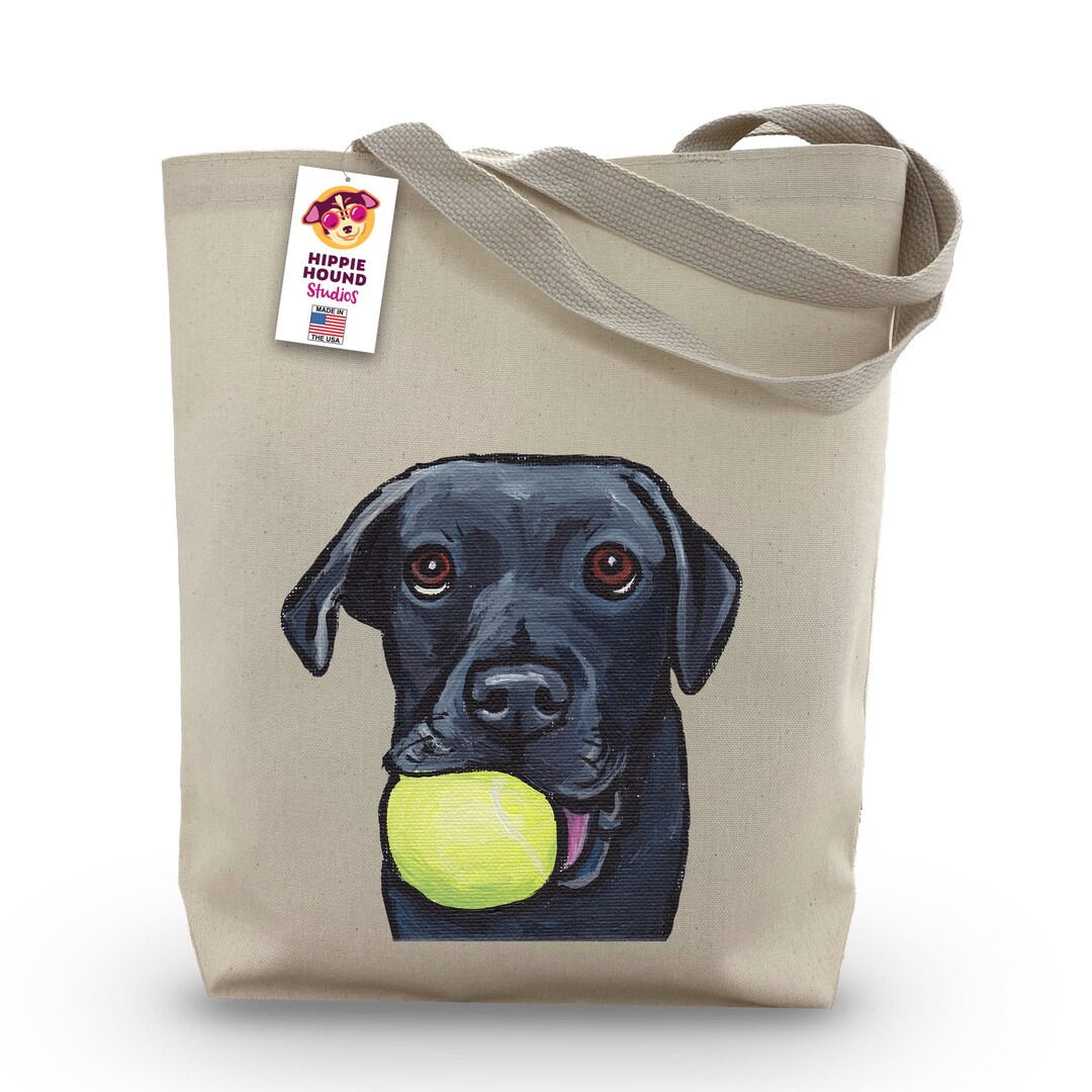 Black Lab Tote Bag - Option to Personalize Black Labrador Art Tote ...
