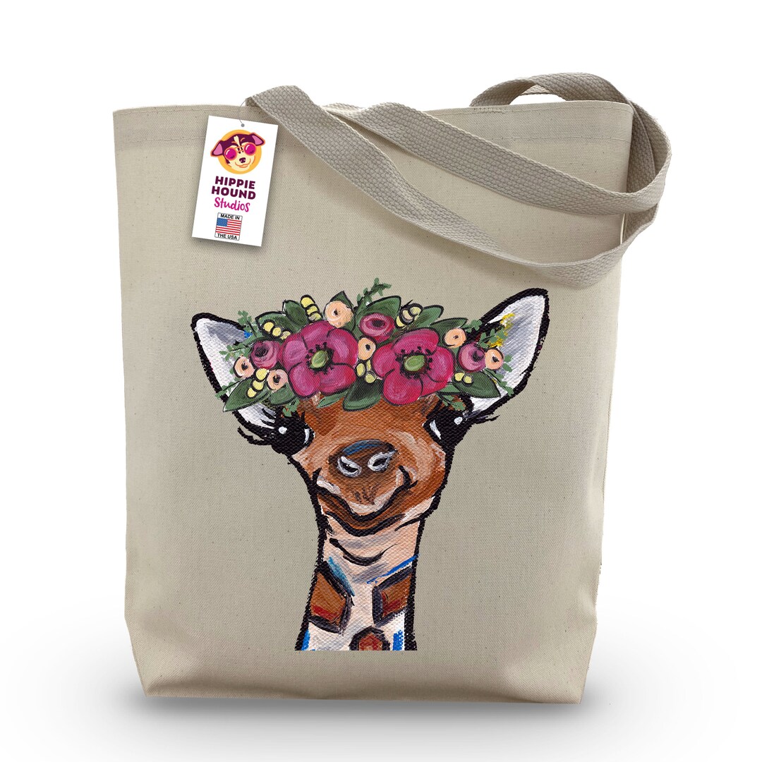 Giraffe Tote Bag - Option to Personalize Giraffe Lover Gift - Fun ...