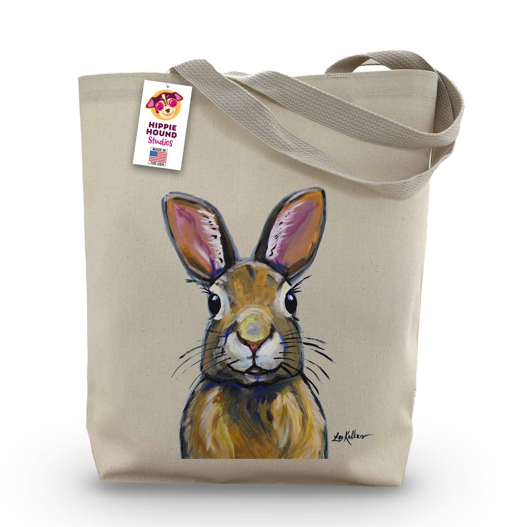 Rabbit Tote Bag, Rabbit Lover Gift, Whimsical Rabbit Tote, Cute Rabbit ...