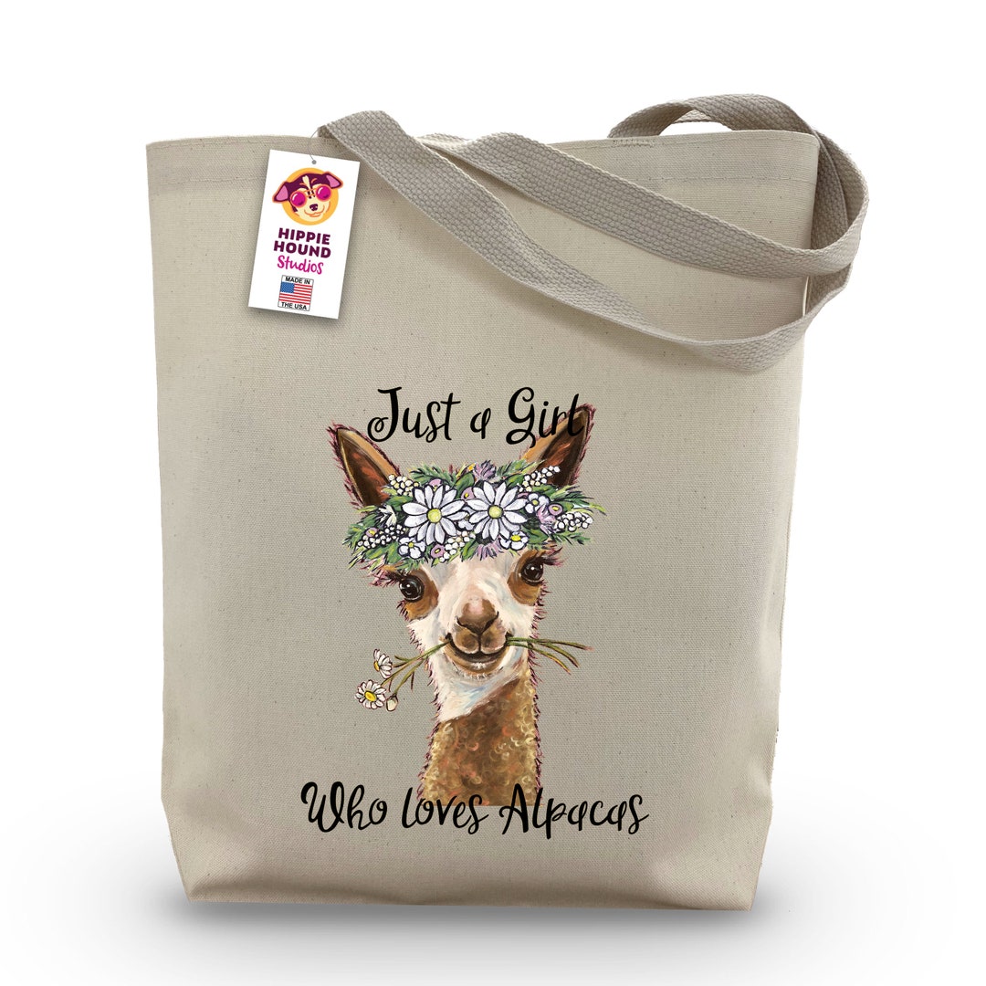 Alpaca Tote Bag Alpaca Lover Gift Alpaca Flower Crown Tote Alpaca Gifts ...