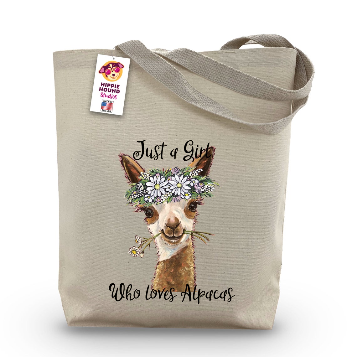 Alpaca Tote Bag - Alpaca Lover Gift - Alpaca Flower Crown Tote - Alpaca ...