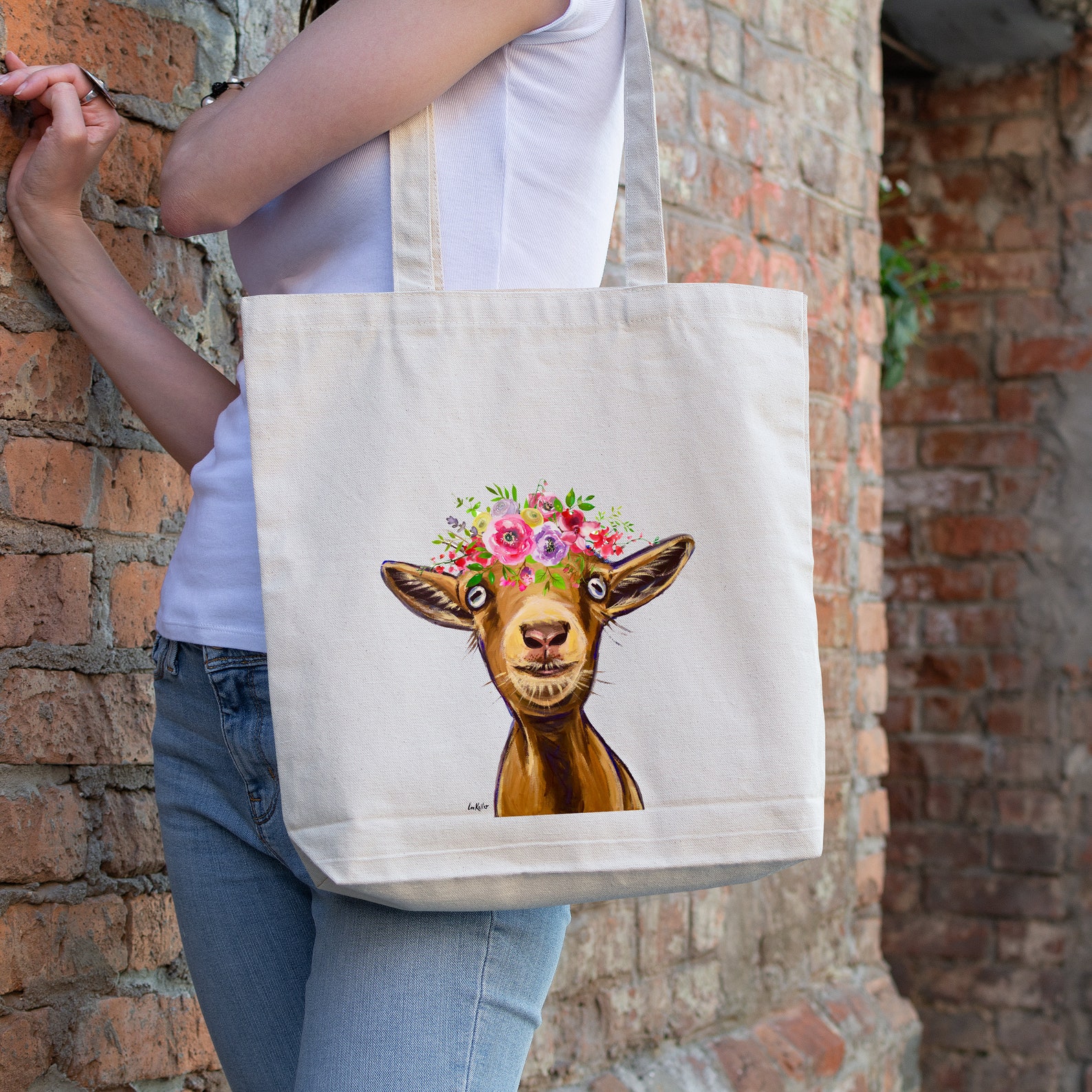 Goat Tote Bag - Option to Personalize Goat Lover Gift - Cute Goat With ...