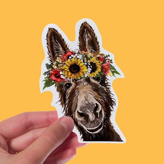 Sunflower Donkey Sticker 4 Sticker Cute Donkey Sticker - Etsy