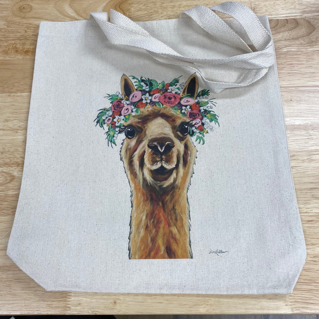 CLEARANCE TOTE BAGS Alpaca Tote Bag, Llama Tote Bag, Alpaca Flower ...