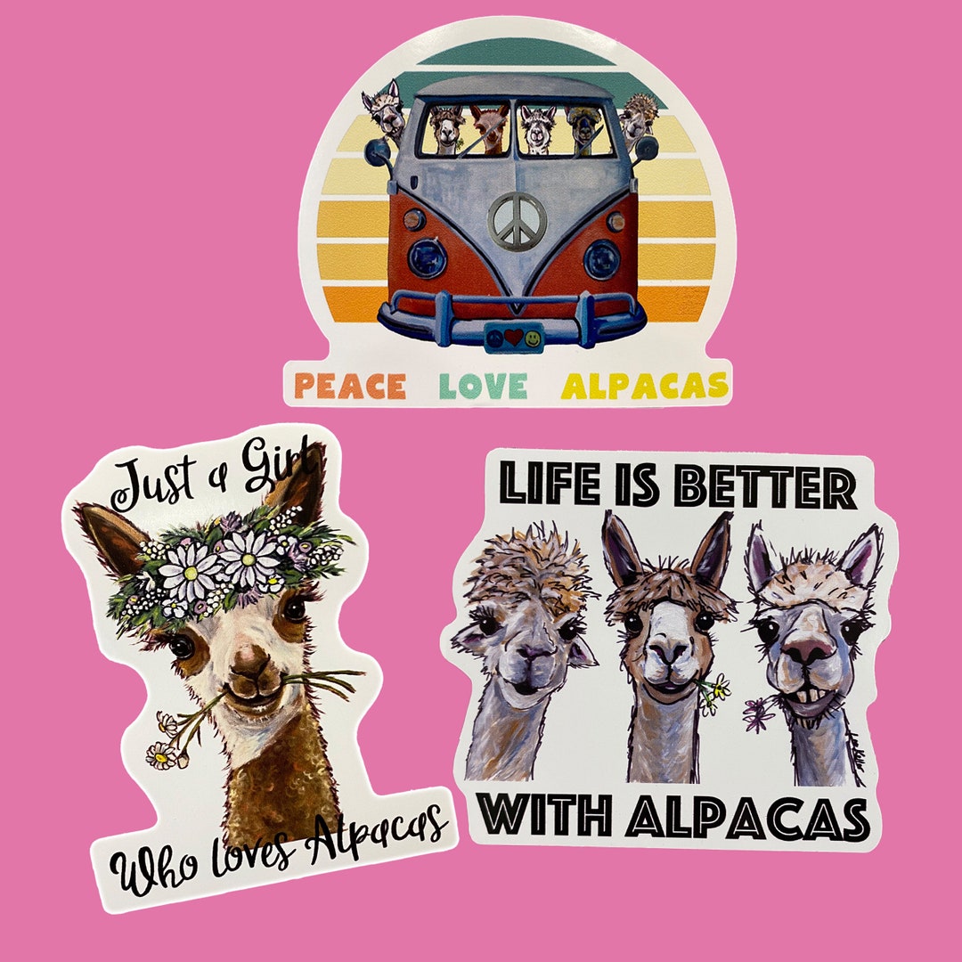 Alpaca Sticker Bundle, 3 Designs, 2 of Each Designs-total of 6 Stickers ...