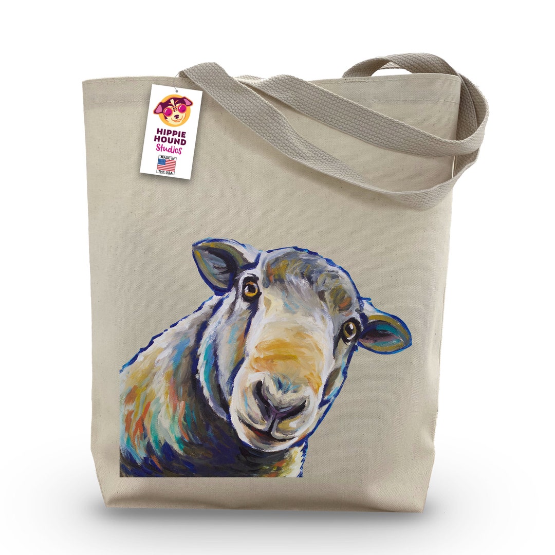 Sheep Tote Bag -option to Personalize Sheep Art on Tote Bag - Sheep ...