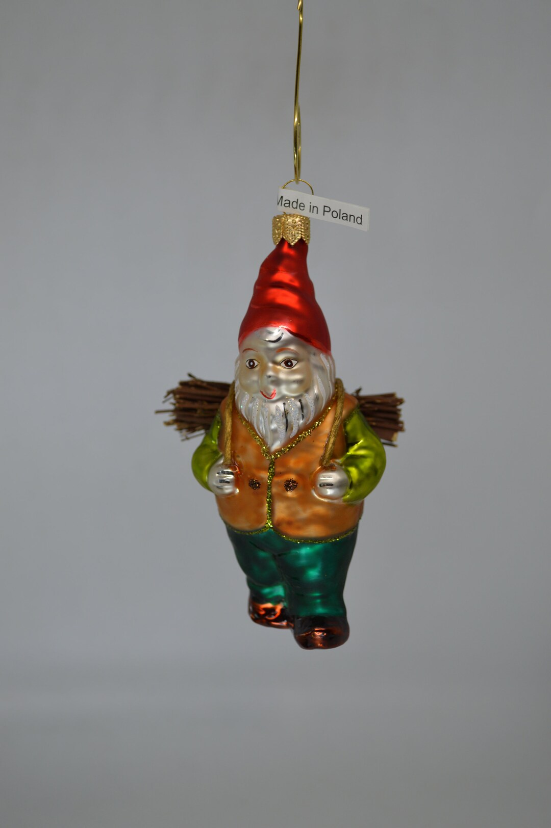 Mouth Blown & Hand Painted European Glass Ornament - Garden Gnome With ...