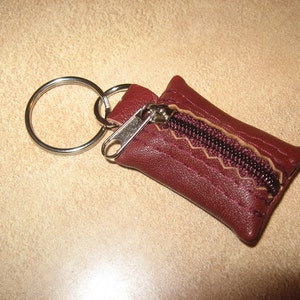 100% Real Genuine Leather Small Keyring Key Pouch Purse Wallet Coins ...