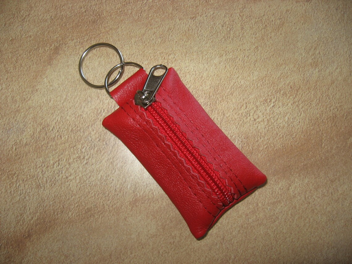100% Real Genuine Leather Keyring Key Pouch Purse Wallet Coins Money ...